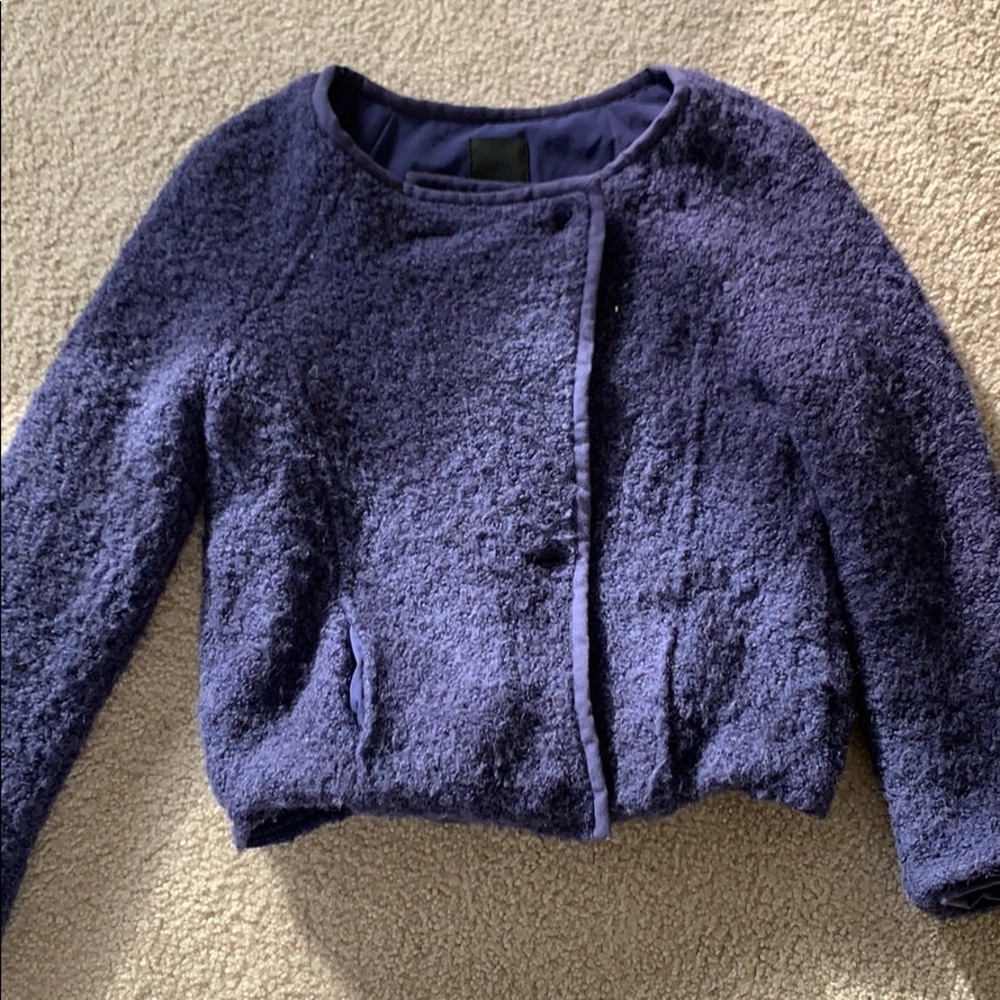 Aritzia Talula Short Teddy Jacket In Navy - Gem